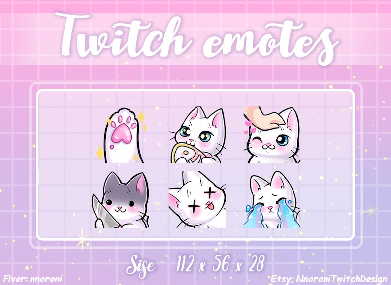 1 Set ANIMATED White Cat - Twitch Emotes / Twitch Emotes/ Kawaii Emotes ...