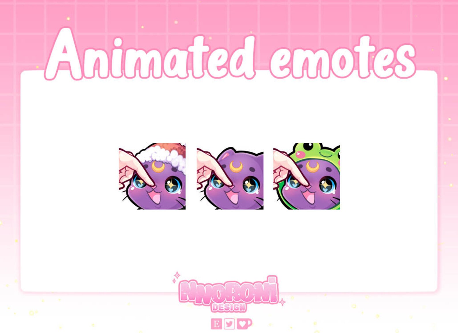 ANIMATED Boop Purple Moon Cat Emotes Twitch Emotes / Penguin Emotes ...