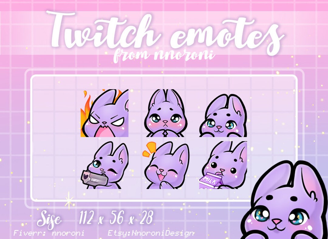 3 Set ANIMATED Purple Rabbit Emotes Twitch Emotes / Sub Badges / Bit ...