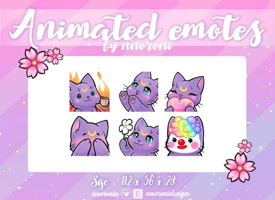 6 Set ANIMATED Purple Moon Cat Emotes - Twitch Emotes / Sub Badges ...