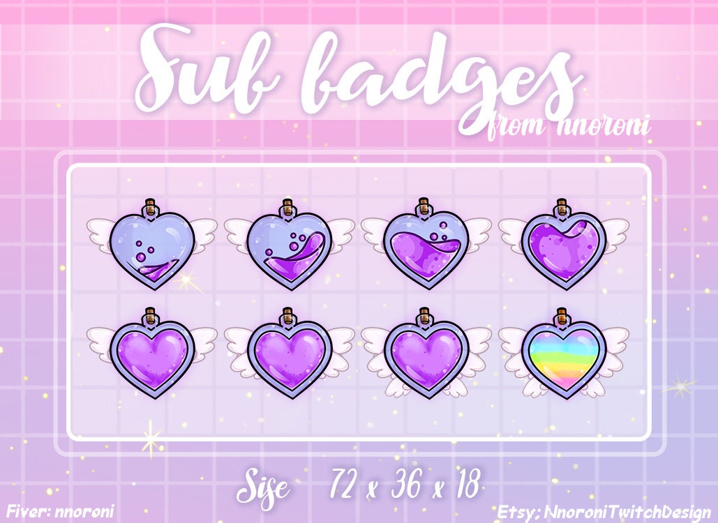 Purple Heat Angel Bottle Sub Badges Twitch Badges/twitch - Etsy
