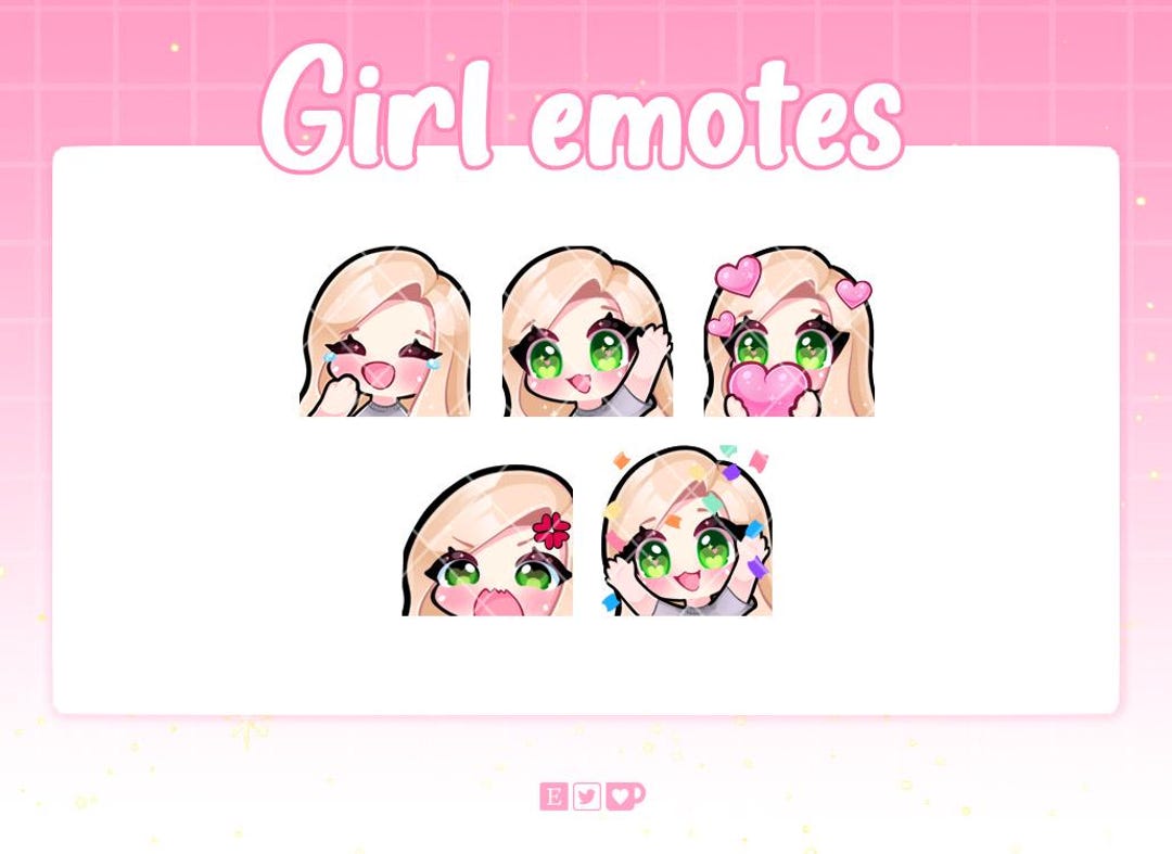 1 Set ANIMATED Emotes Cute Girl Blonde Hair Green Eyes - Twitch Emotes ...
