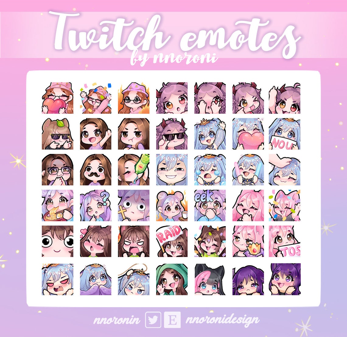 Twitch Custom Emotes Twitch Emotes / Twitch Badges / Chibi - Etsy