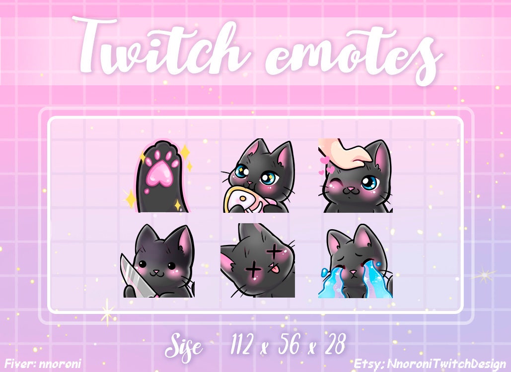 1 Set Black Cat Twitch Emotes / Sub Badges / Bit Badges / - Etsy
