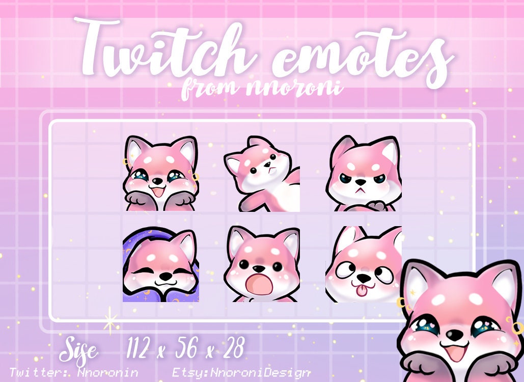 2 Set Cute Pink Fox Emotes - Twitch Emotes / Sub Badges / Custom Emotes ...