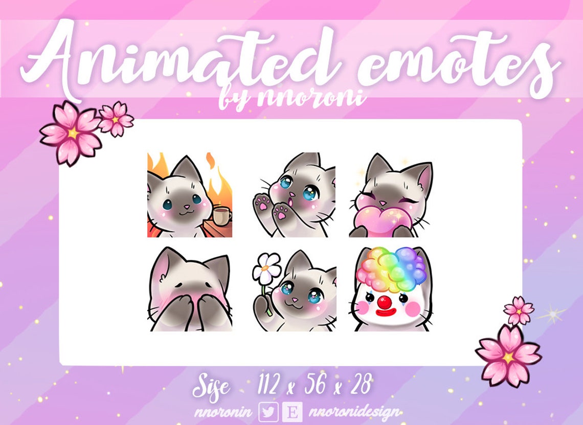 6 Set ANIMATED Siamese Cat Emotes - Twitch Emotes / Sub Badges / Custom ...