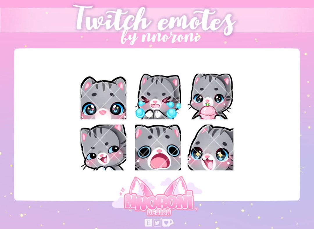 2 Set NEW Cat Emotes Gray - Twitch Emotes / Penguin Emotes / Animated ...