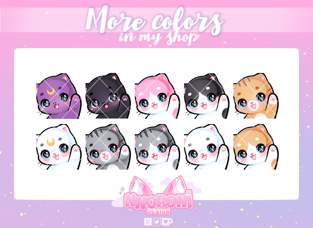 2 Set ANIMADO NUEVO Gato Emotes Blanco Negro emotes de - Etsy México