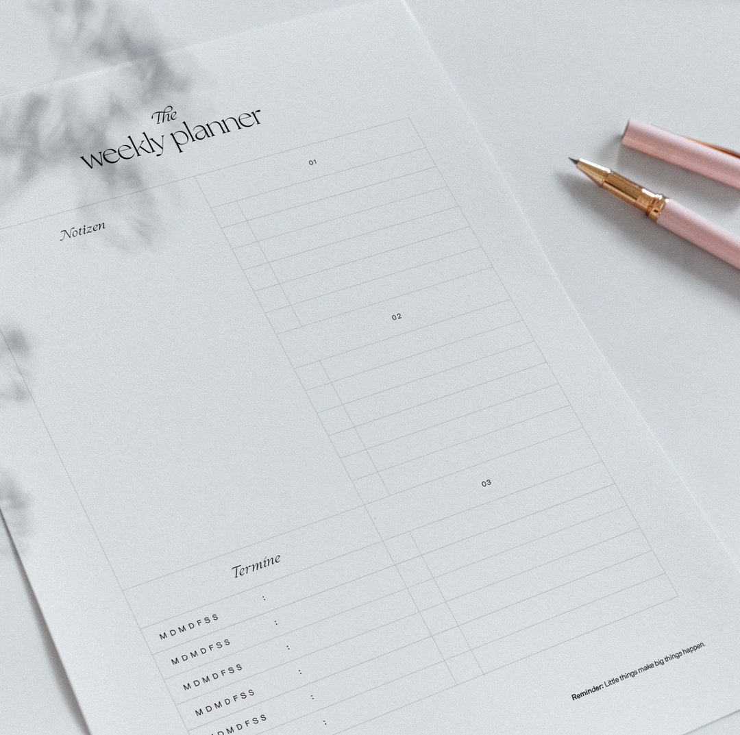 Weekly Planner "smooth" – Print It Yourself - Etsy
