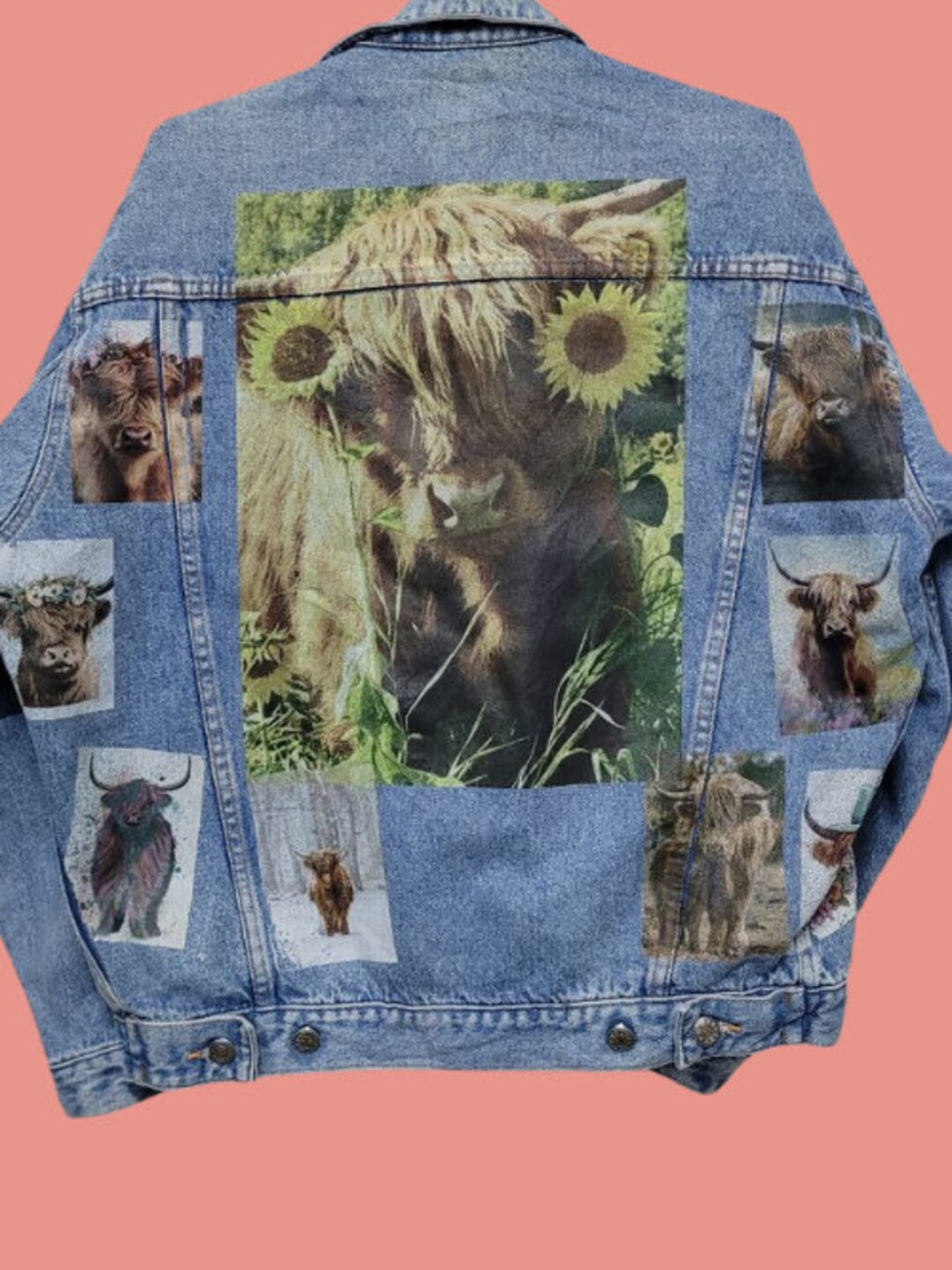 COW Design CUSTOMISED Vintage 80's 90's Trucker Denim Jeans Jacket S ...