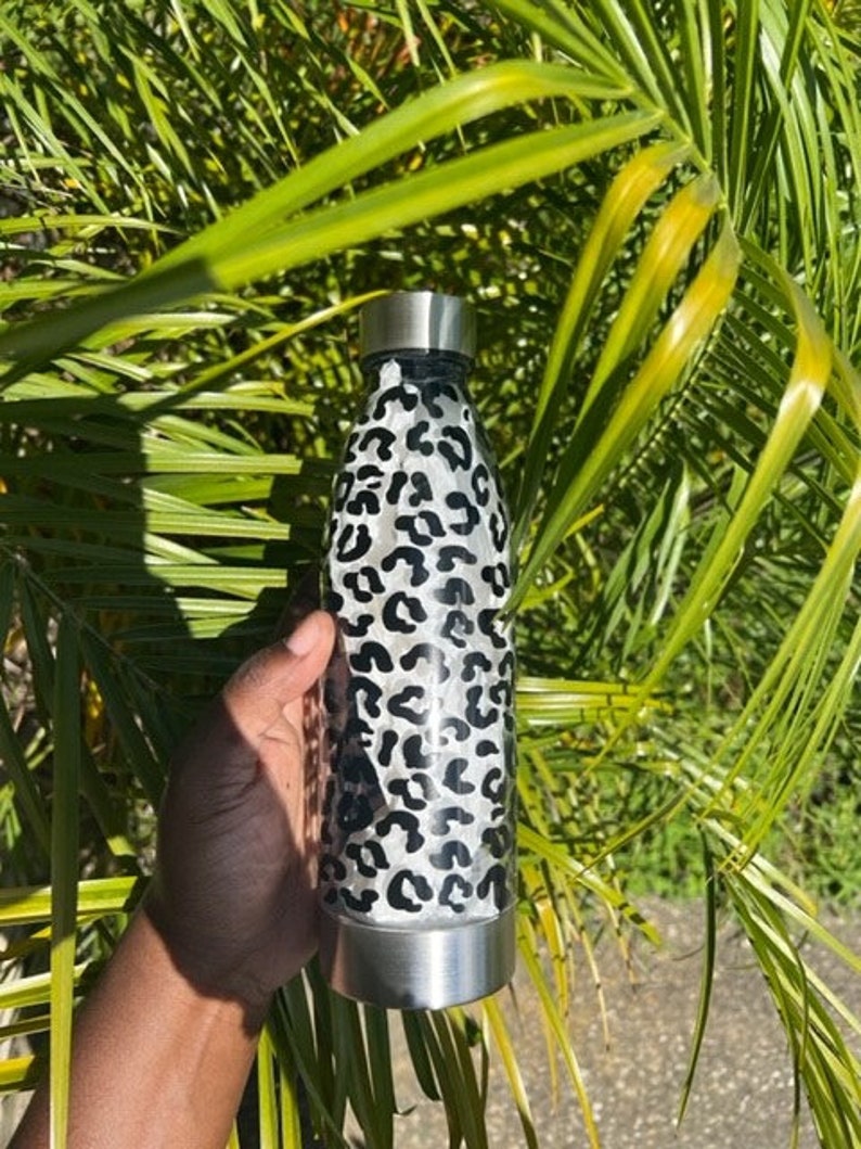 Cheetah Print Water Bottle | Customized Water Bottle | Clear Water ...