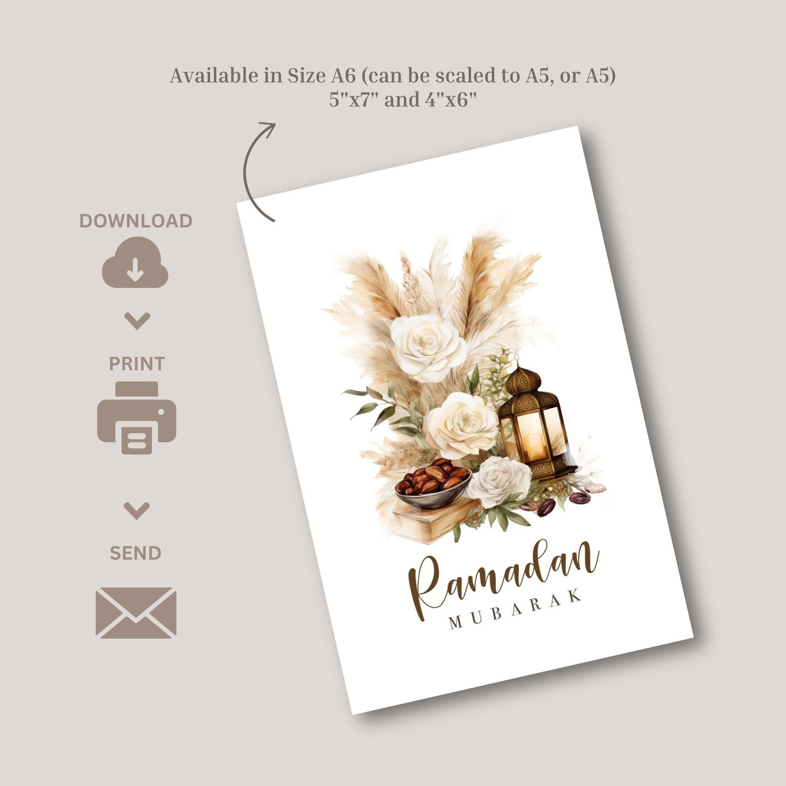 Elegant Ramadan Cards: Printable Greeting Card Set (digital Download ...