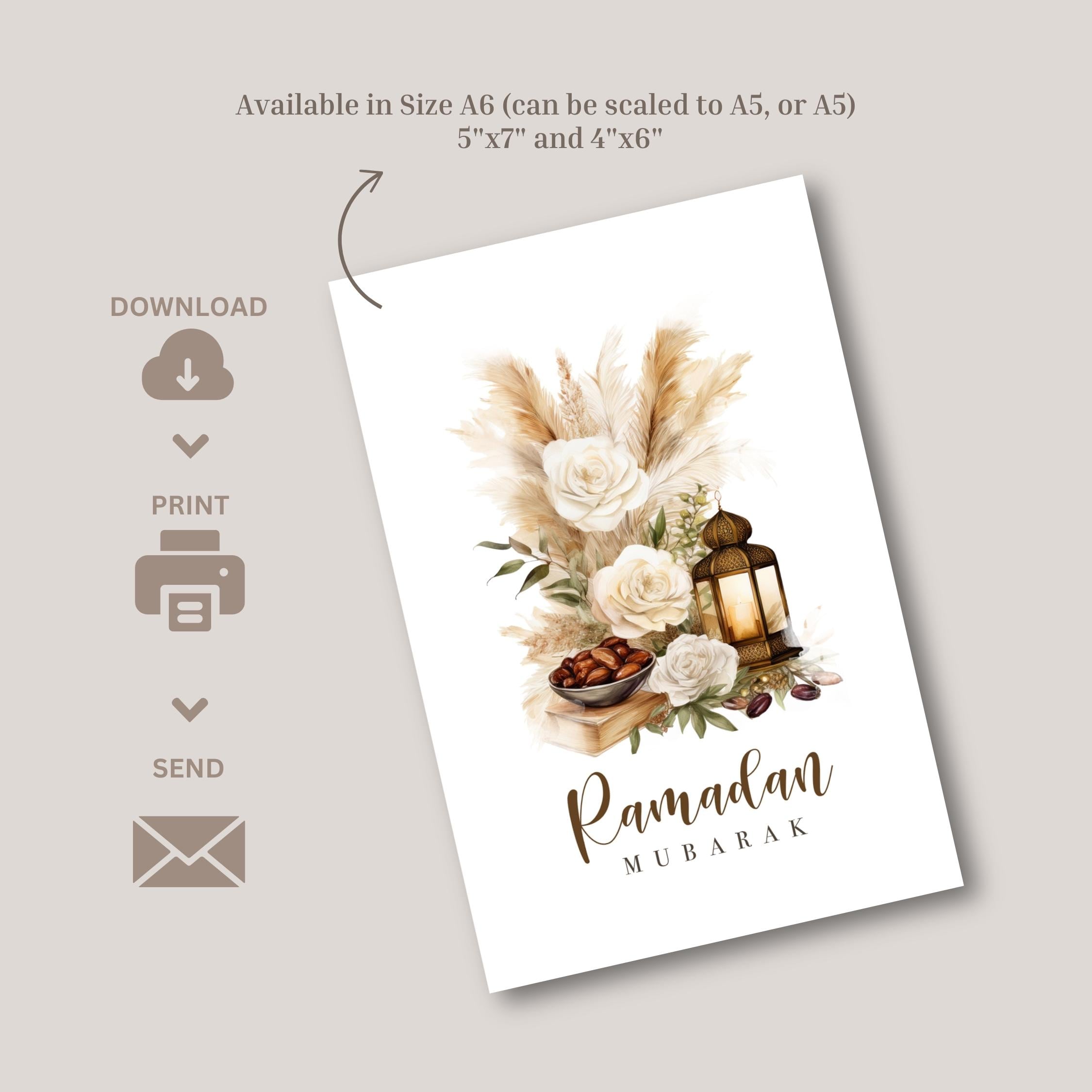 Elegant Ramadan Cards: Printable Greeting Card Set (digital Download ...