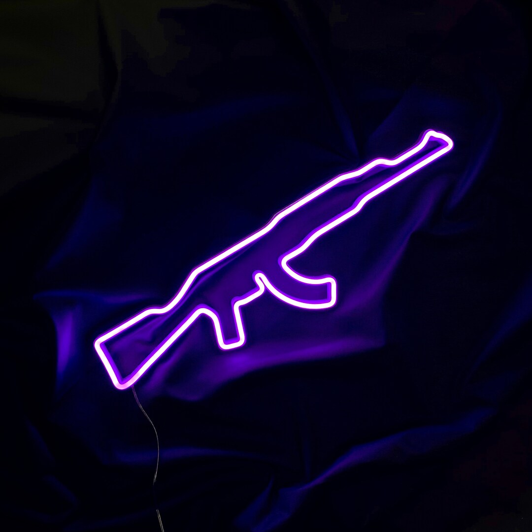 Neon AK-47 Sign for Men: Cool LED Gun Lights | Gamer Room Decor | Gun ...