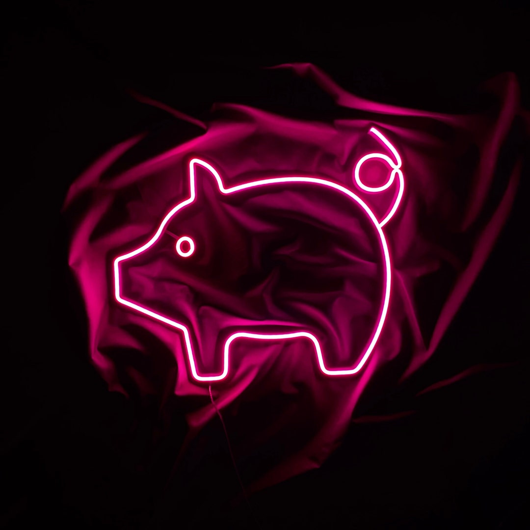 Neon Sign Pig Funny Neon Sign Peppa Pig Neon Sign Neon Sign Rose Pig ...