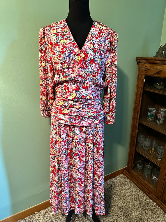 Vintage Jane Singer Floral Dress with Ruche Hip detai… - Gem