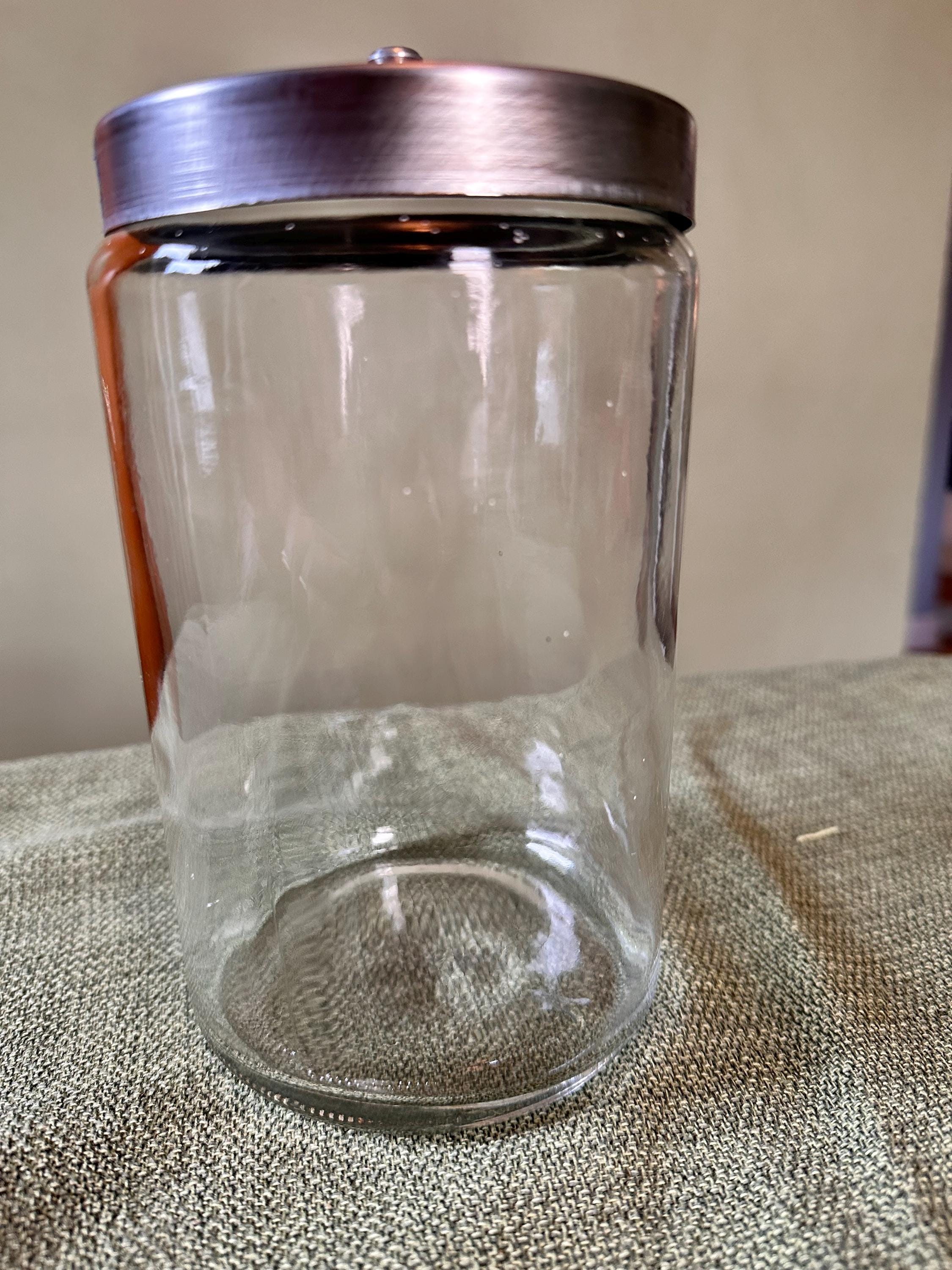 Vintage Grafco 7 Clear Glass Cylindrical Jar With Stainless Steel Lid ...