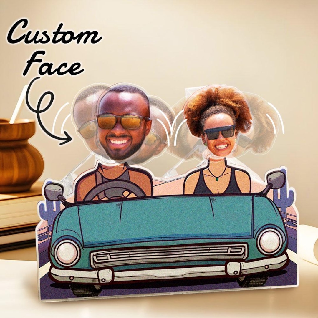 Personalized Face Couple Car Standee - Custom Shaking Head Bobblehead ...