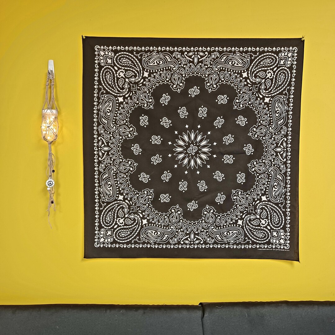 BIG Black Bandana - 35"x35" - 100% Cotton + USA Made - Big Bandana ...