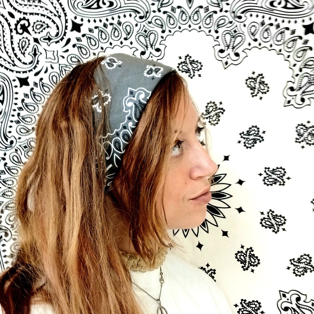 Gray Bandana - 1 PACK - 22"x22" - USA MADE - Classic Paisley Bandana - Etsy