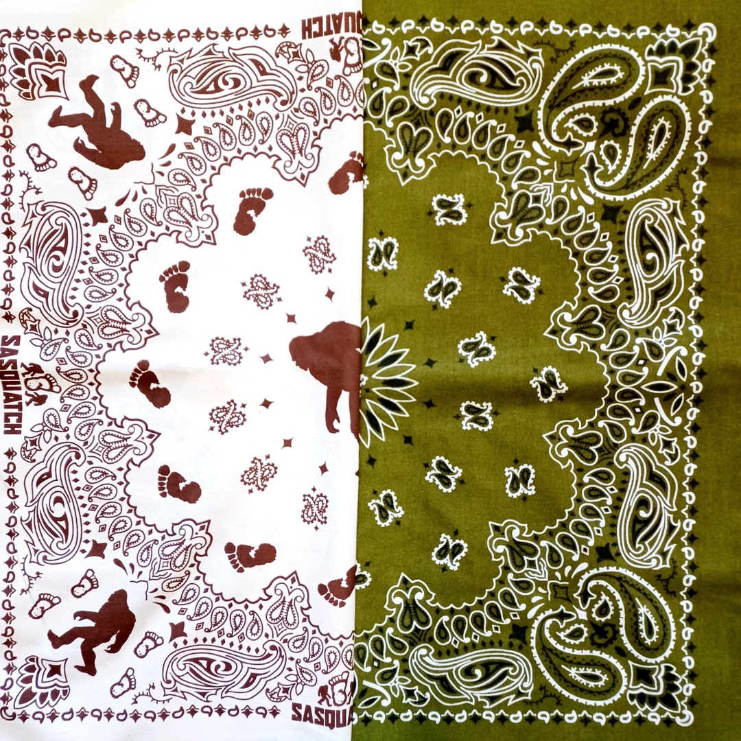 Sasquatch + Green Bandanas - 100% Cotton + USA Made - Novelty Bandana ...