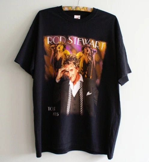 Rod Stewart European Tour T-shirt, Black Rod Stewart T-shirt, Rod ...