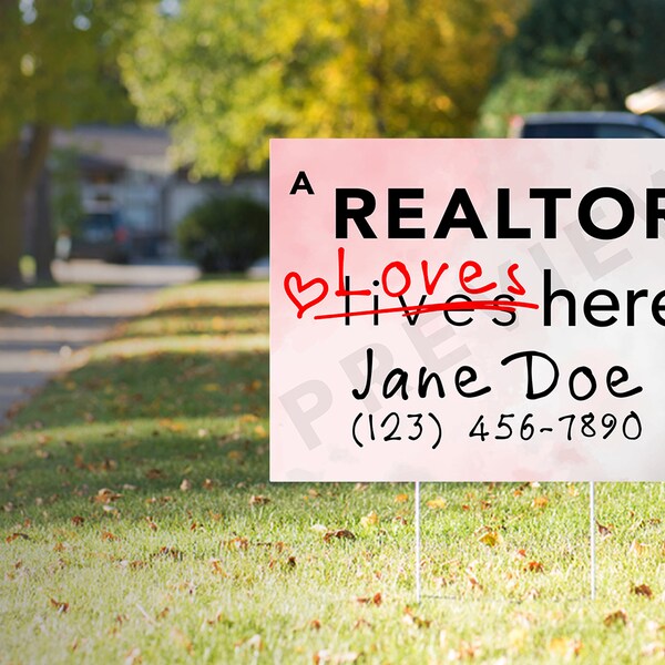 Realtor Lives Here Yard Sign - Etsy
