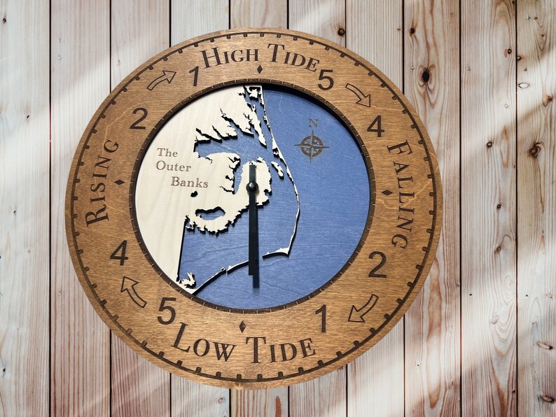 3D Wood Map Tide Clock: East Coast Nautical Chart, Coastal Decor - Etsy