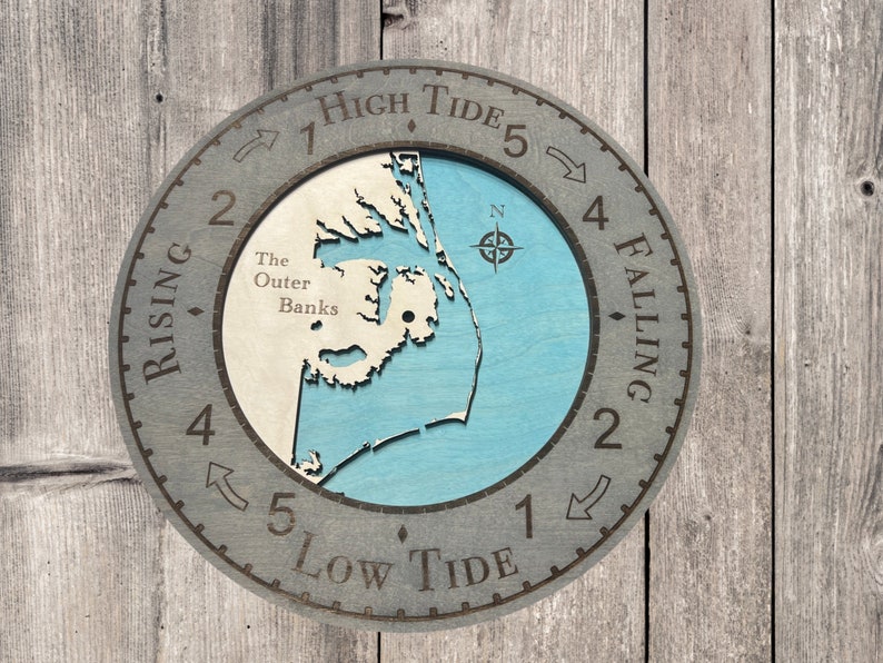 3D Wood Map Tide Clock: East Coast Nautical Chart, Coastal Decor - Etsy