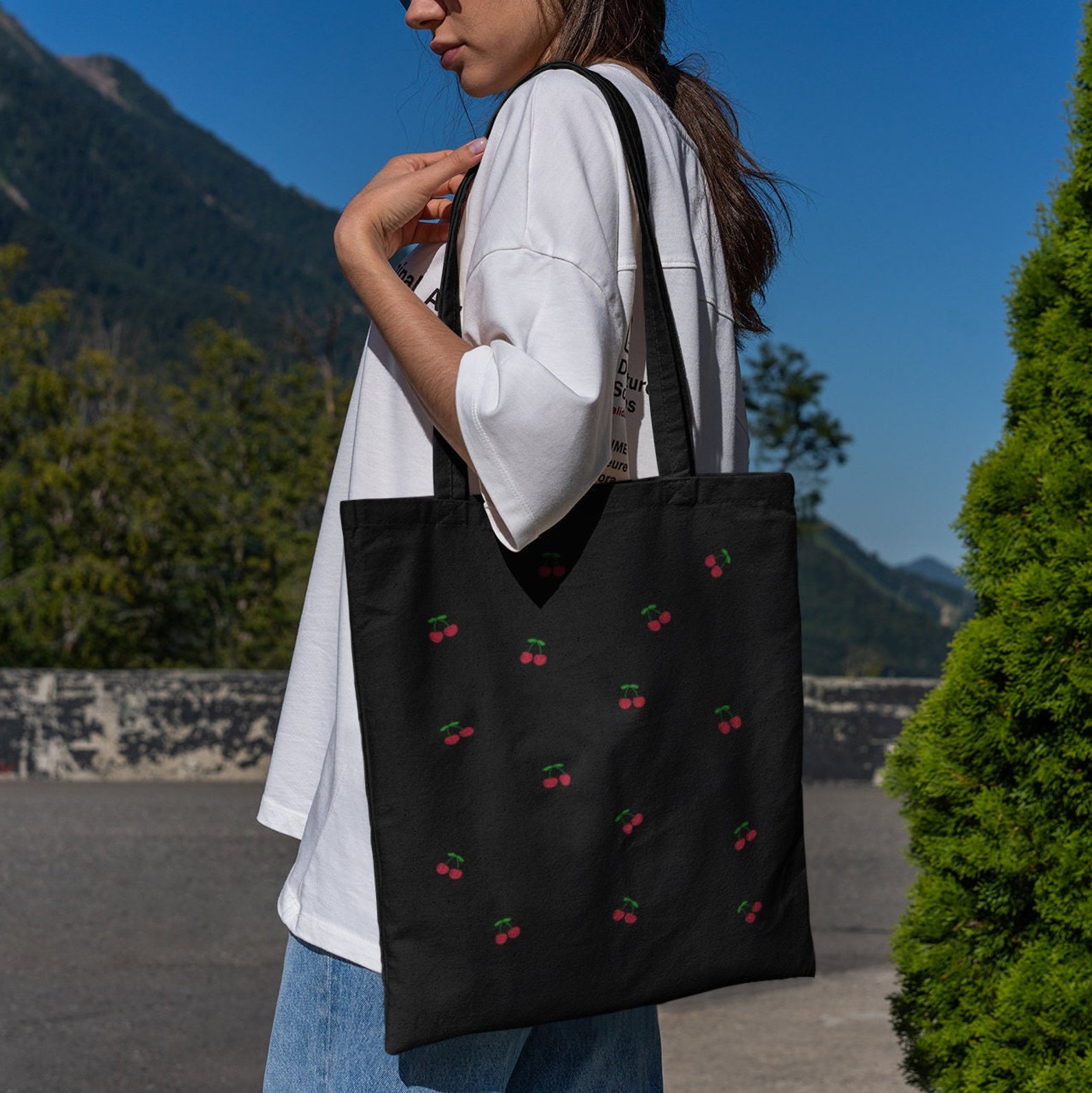 Aesthetic Cherry Tote Bag aesthetic Tote Bag,cute Tote Bag,daily Tote Bag,cherry Tote Bag,cherry ...