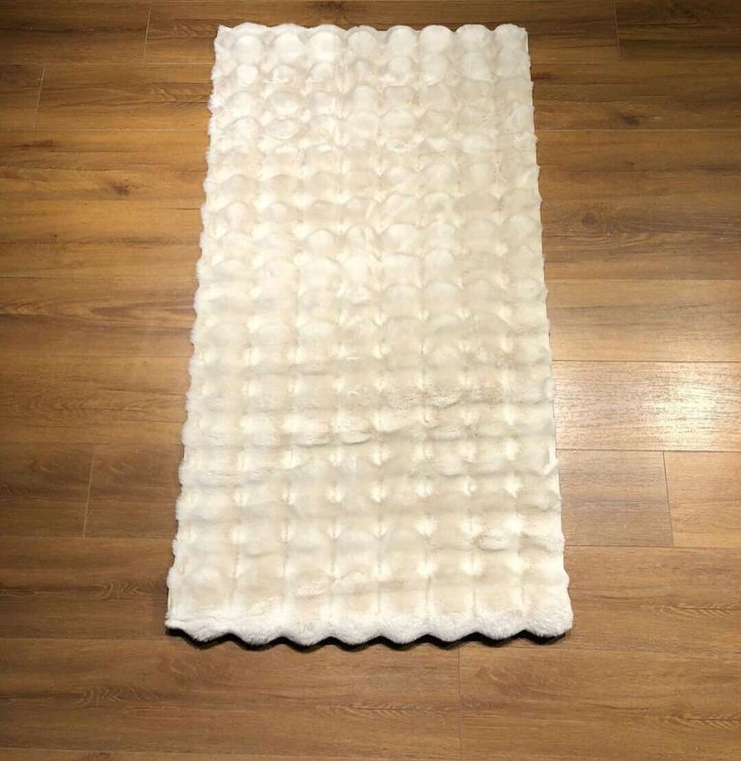 Real Calfskin and Faux Rabbit Rug, Area Rug, Cowhide Rug, Living Room ...