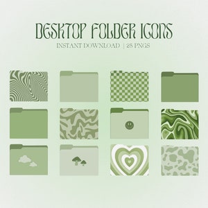 Green Desktop Icons Desktop Folder Icons Desktop Wallpaper - Etsy