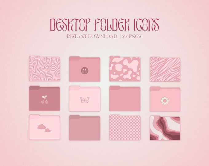 Pink Desktop Icons, Desktop Folder Icons, Desktop Wallpaper Organizer ...