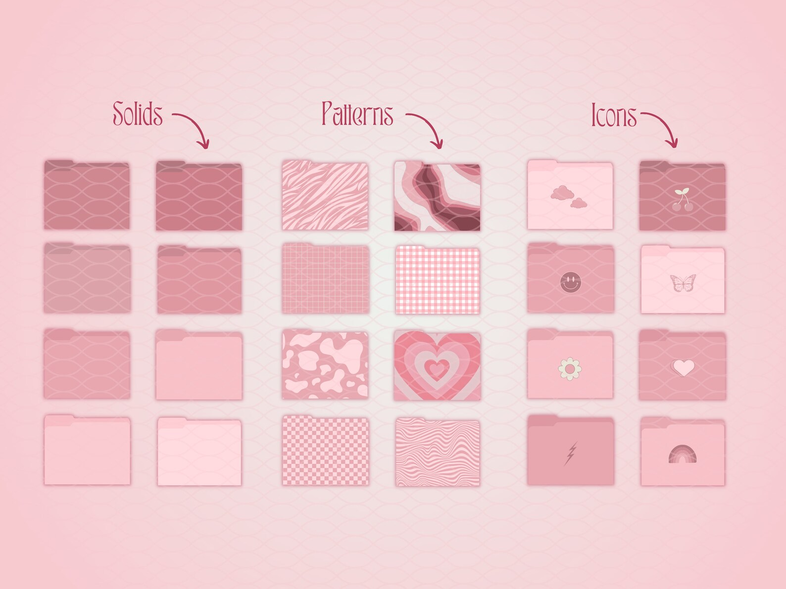 Pink Desktop Icons Desktop Folder Icons Desktop Wallpaper - Etsy