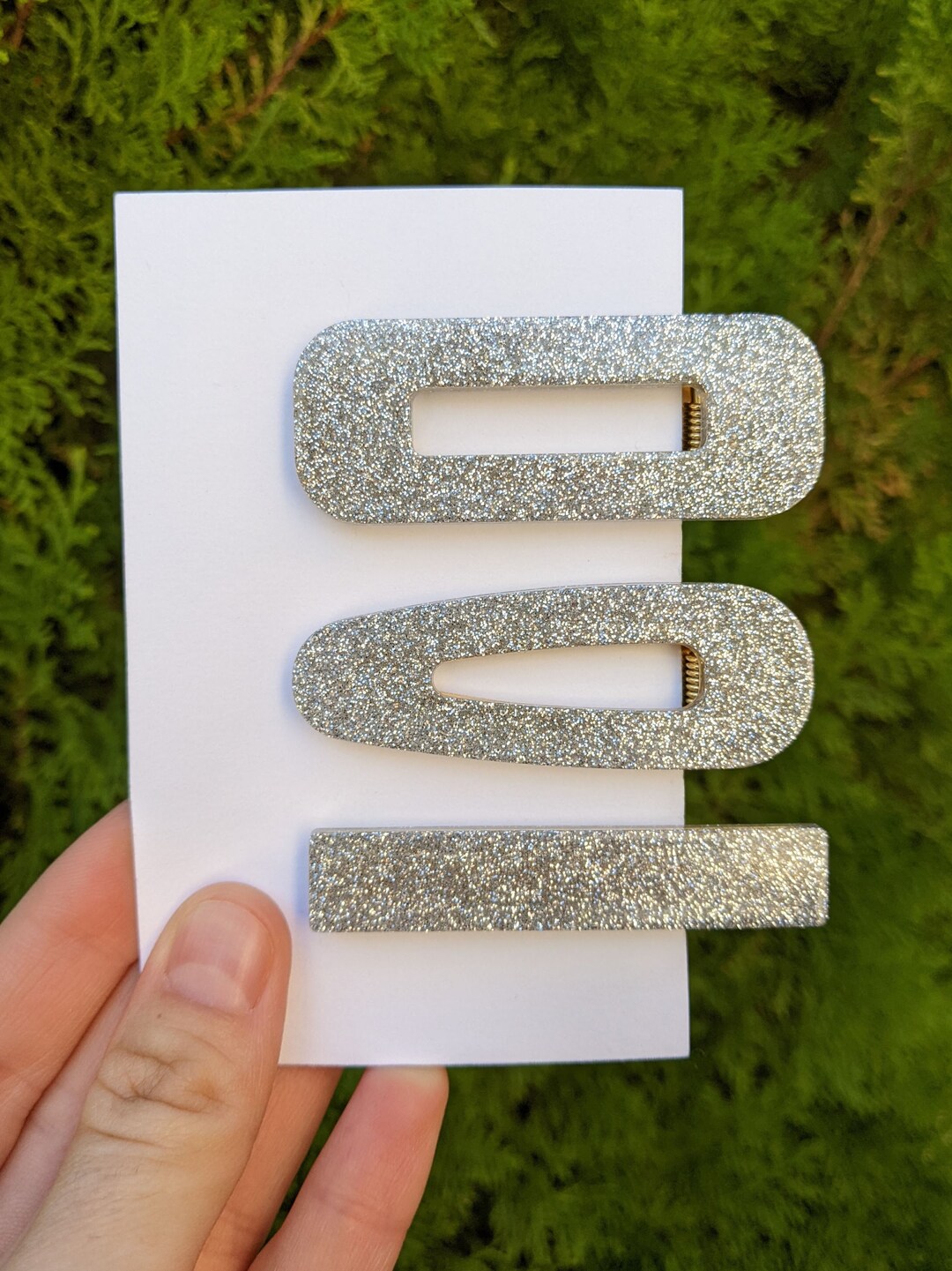 Disco Ball Silver Glitter Resin Hair Clip, Shimmering Silver Resin ...