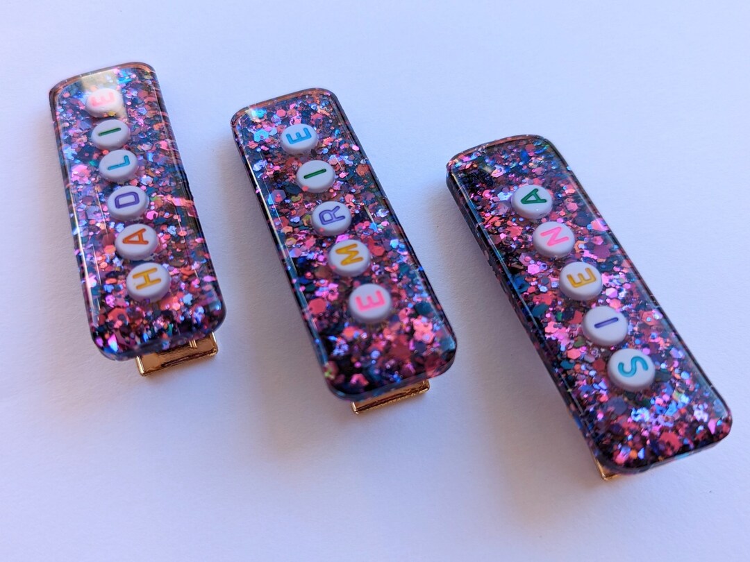 Color Changing Custom Name Hair Clip, Personalized Resin Barrette ...
