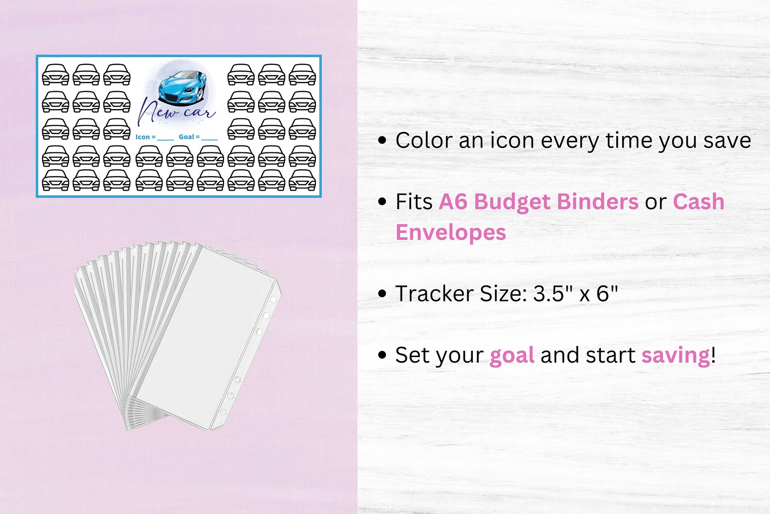 A6 New Car Saving Tracker, Car Saving Challenge, Printable Car Saving ...