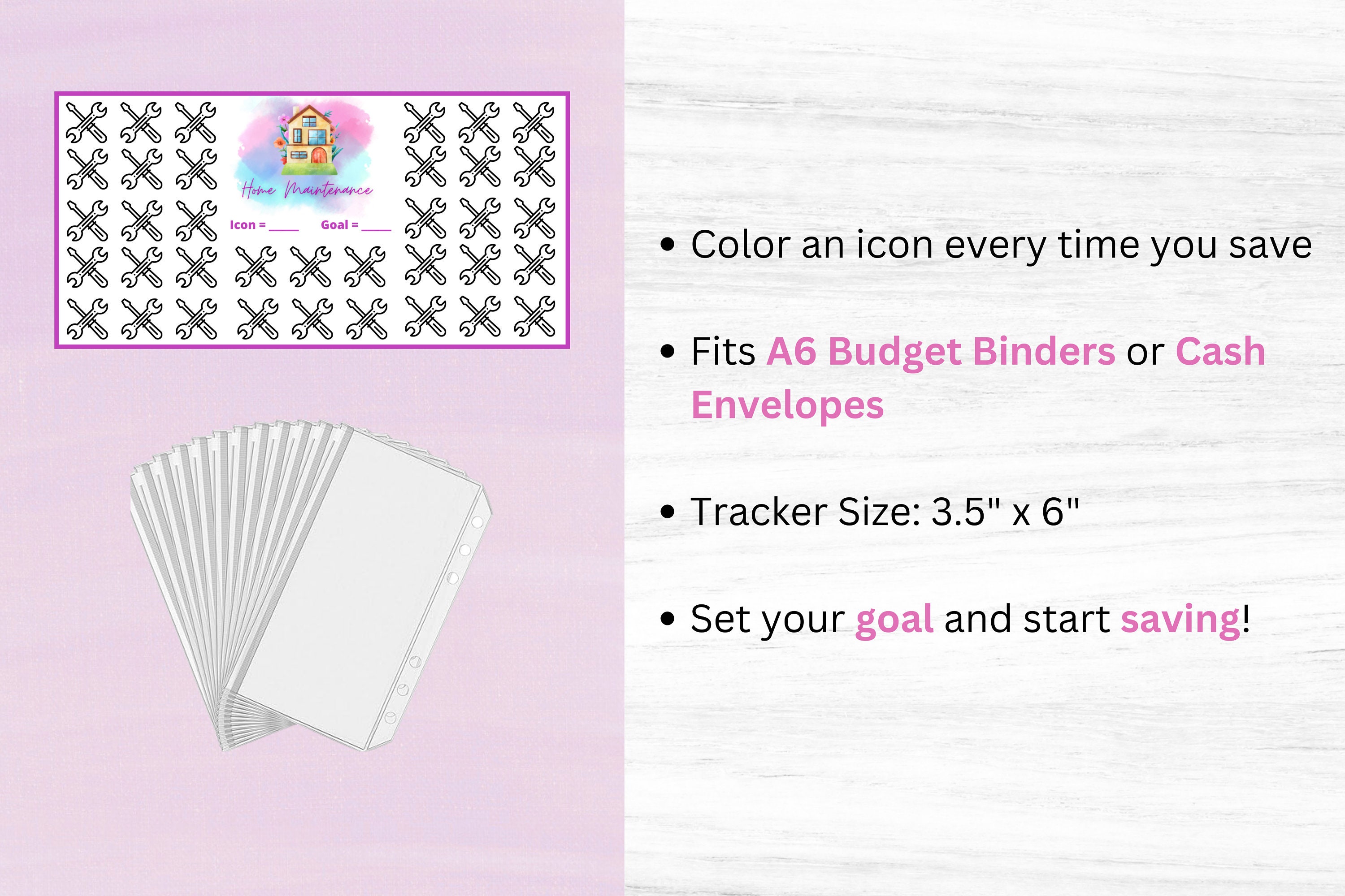 A6 Home Maintenance Saving Tracker, Home Repair Saving Challenge ...