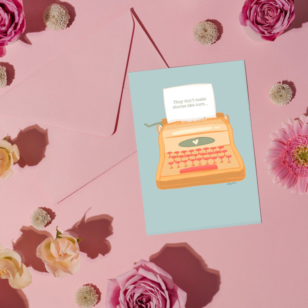 Printable 5x7 Vintage Typewriter Digital Valentine Greeting Card ...
