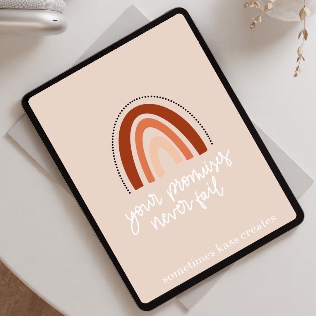 Boho Rainbow Bible Verse Art Print: Christian iPad Lock Screen (digital ...