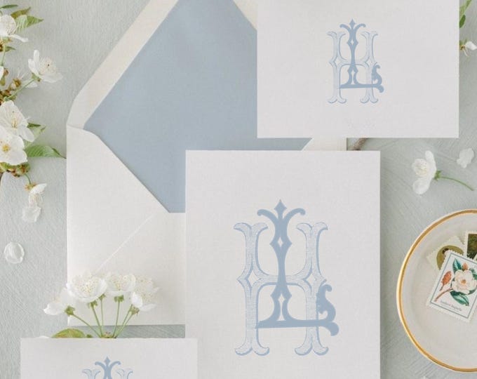 Custom Hand Illustrated Wedding Monogram | Two Letter Interlocking ...