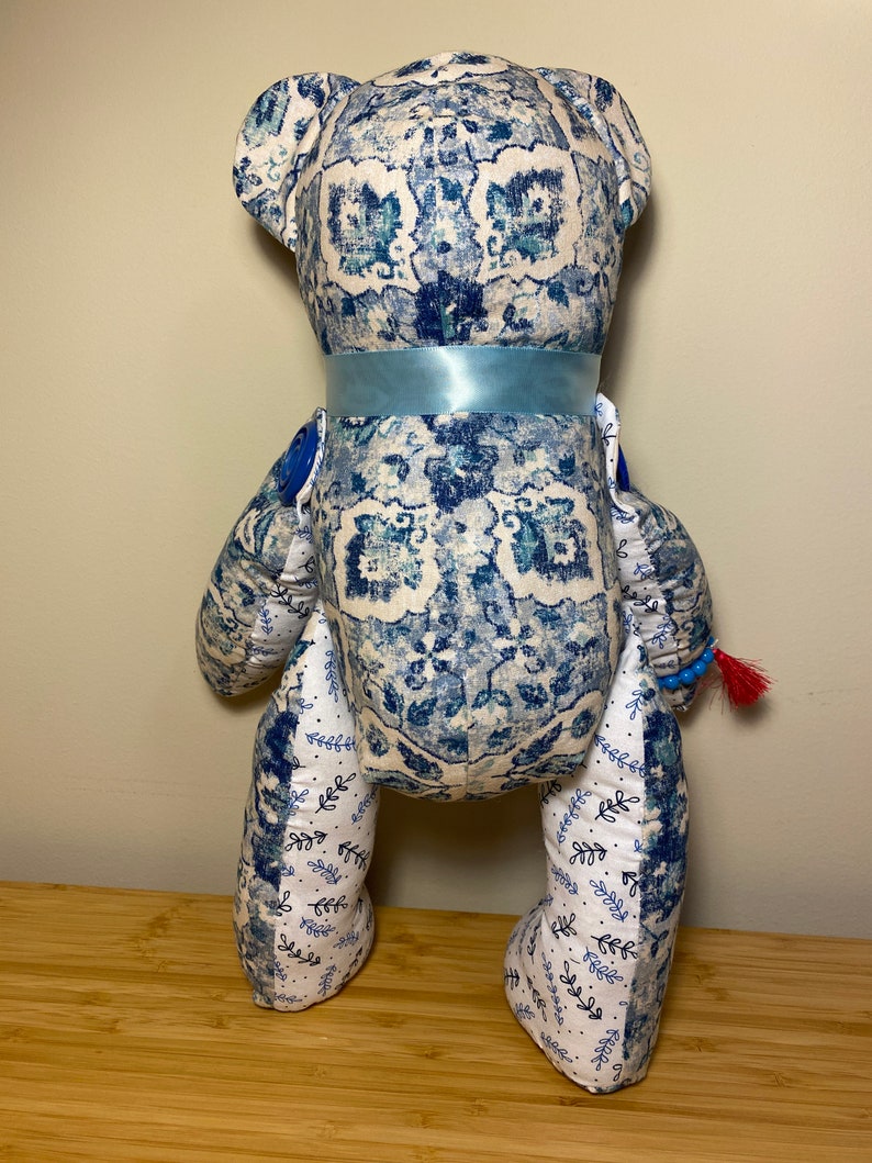 Cloth Teddy Bear Handmade in French Country Blue, Gift for Mom, Grandma ...