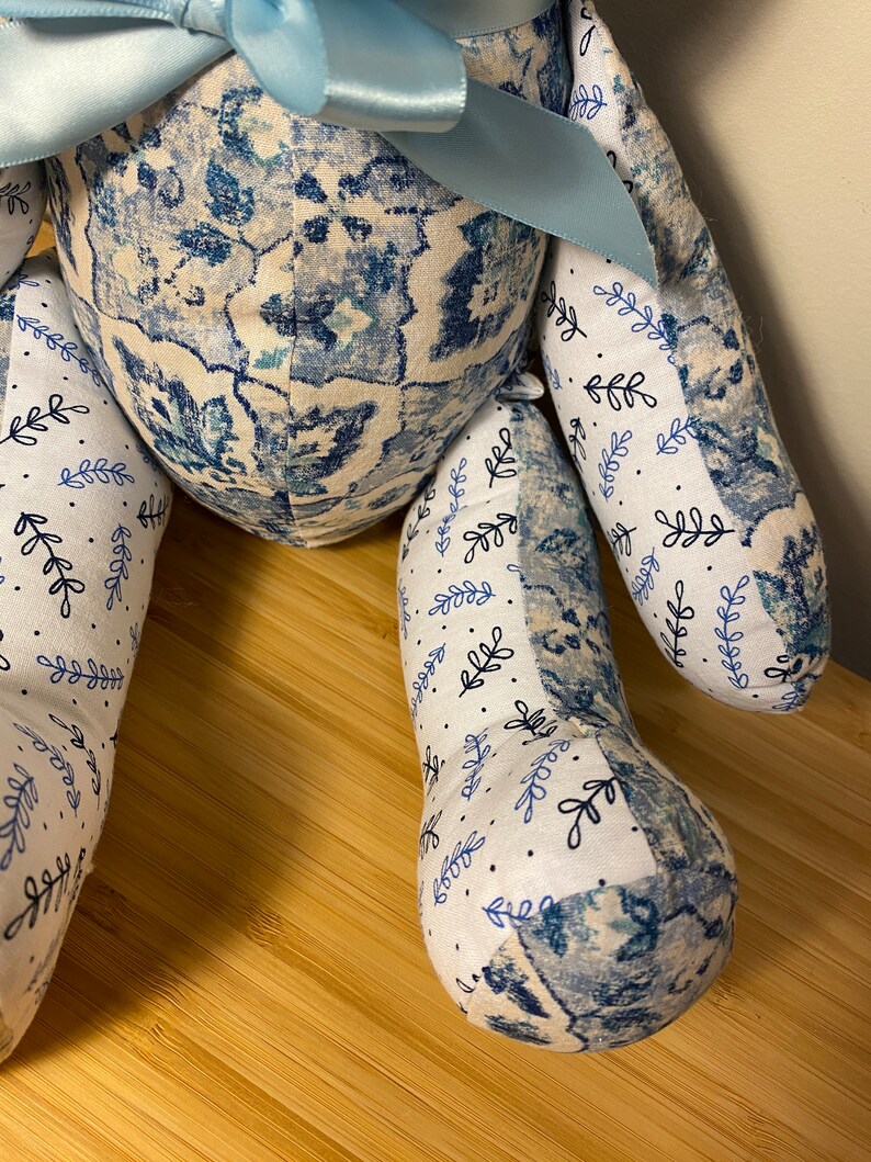 Cloth Teddy Bear Handmade in French Country Blue, Gift for Mom, Grandma ...