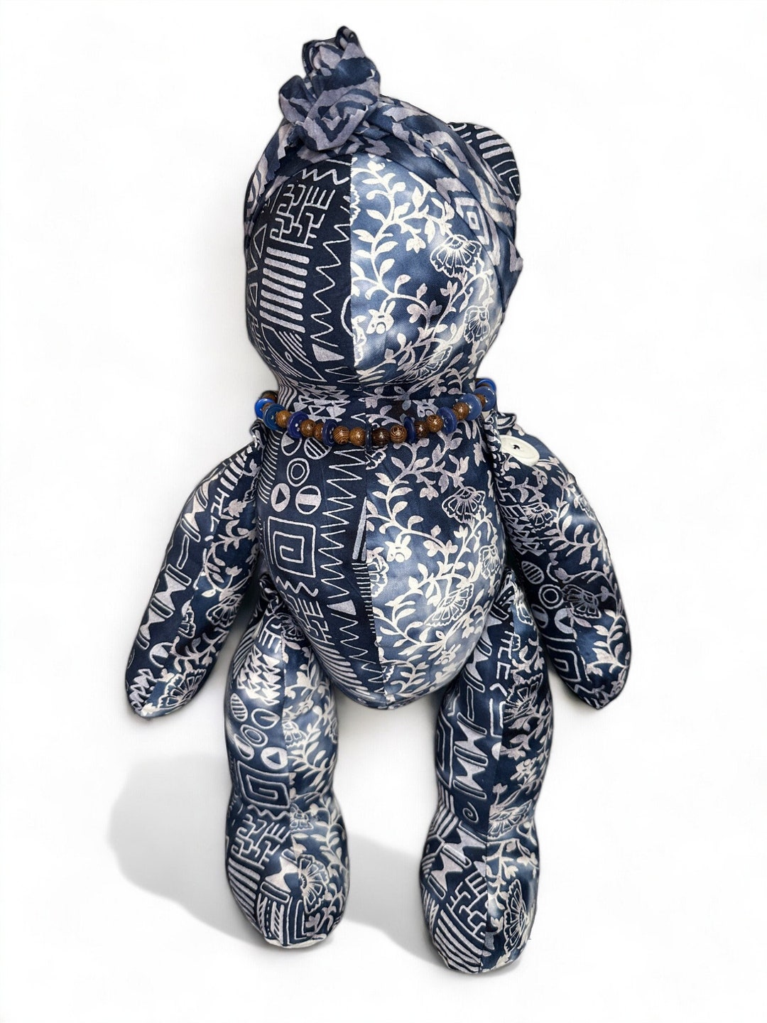 Indigo Fabric Handmade Teddy Bear With Headwrap, a Special Gift for ...
