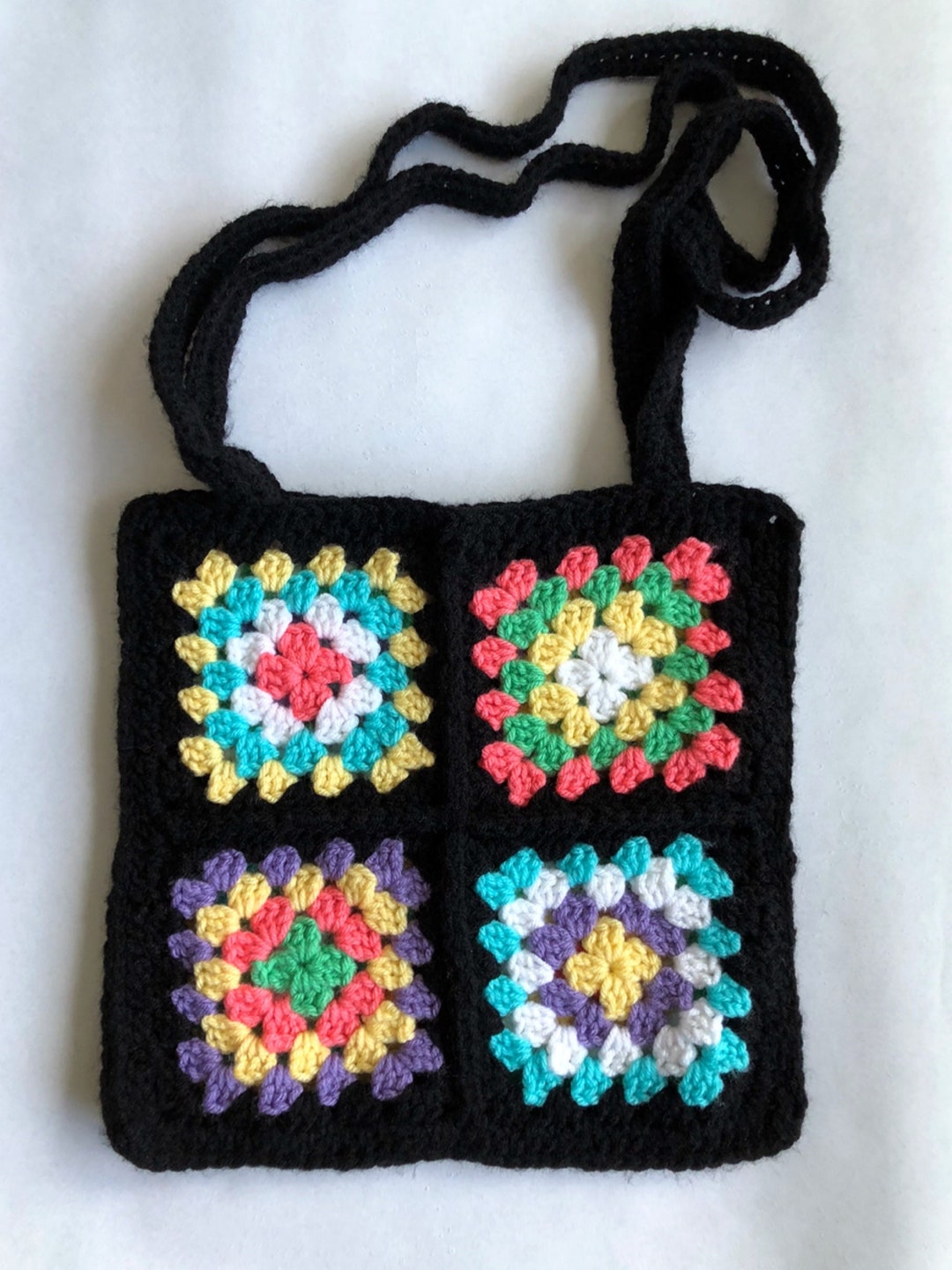 Crochet Granny Square Tote Bag - Multicolor - Etsy