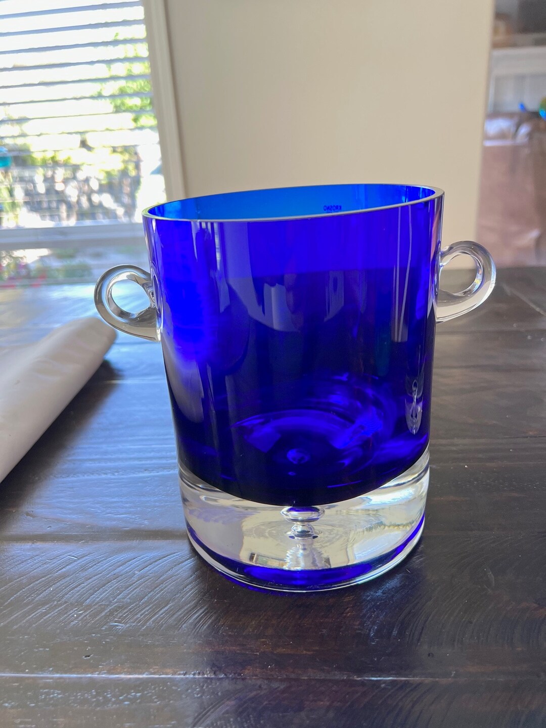 Vintage Cobalt Blue Crystal Ice Bucket, & 42 Oz. Pitcher. Stunning.free ...