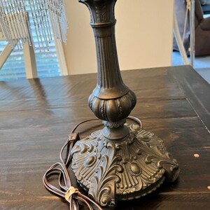 Antique 1910 Circa. Bridge Arm Lamp With Glass Shade and Beaded Fringe ...