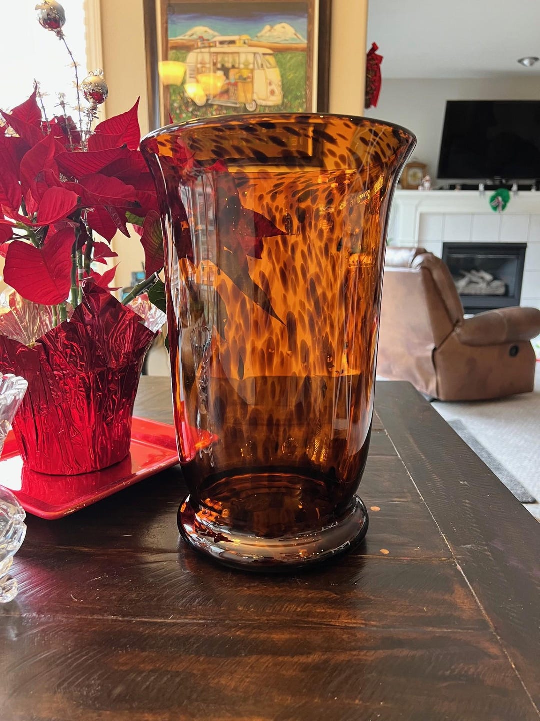 Vintage Handblown Tortoise Shell Glass Vase. Stunning, Perfect ...