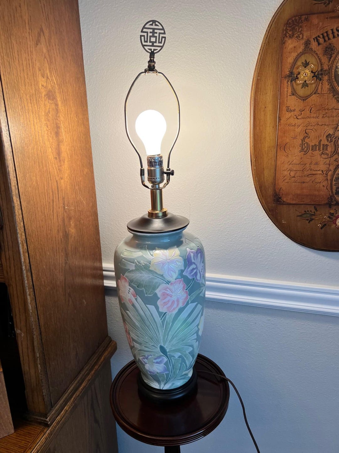 Stunning Vintage Asian Table Lamp. Floral Design. Perfect Condition. - Etsy