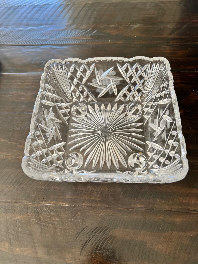 Vintage Square Clear Glass Bowl. Stunning. - Etsy